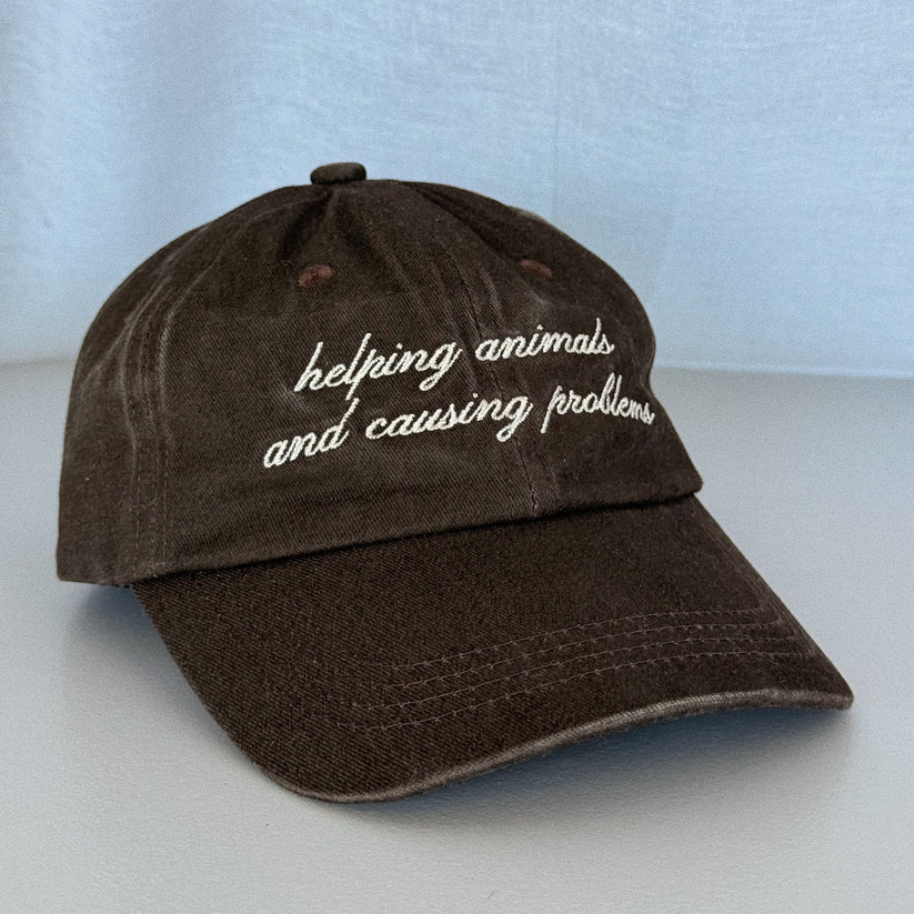 Helping Animals & Causing Problems Brown Dad Hat – Vet Nurse Shop